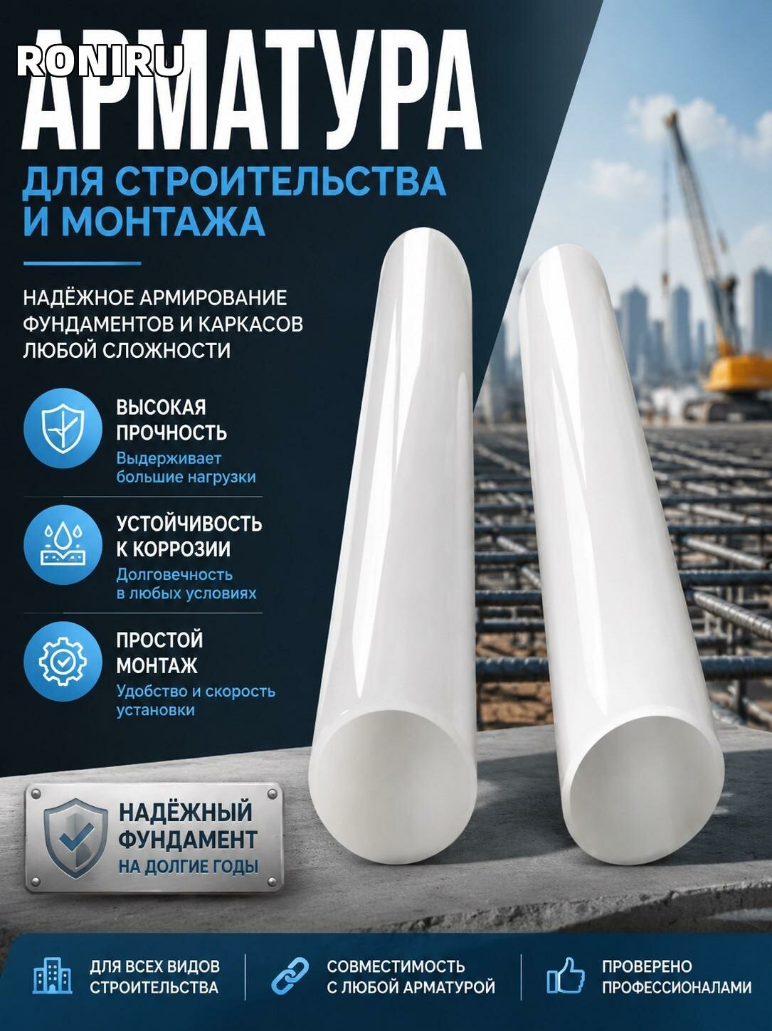 Арматура для строительства и монтажа — элементы для армирования фундаментов, каркасов и арматурных работ — купить