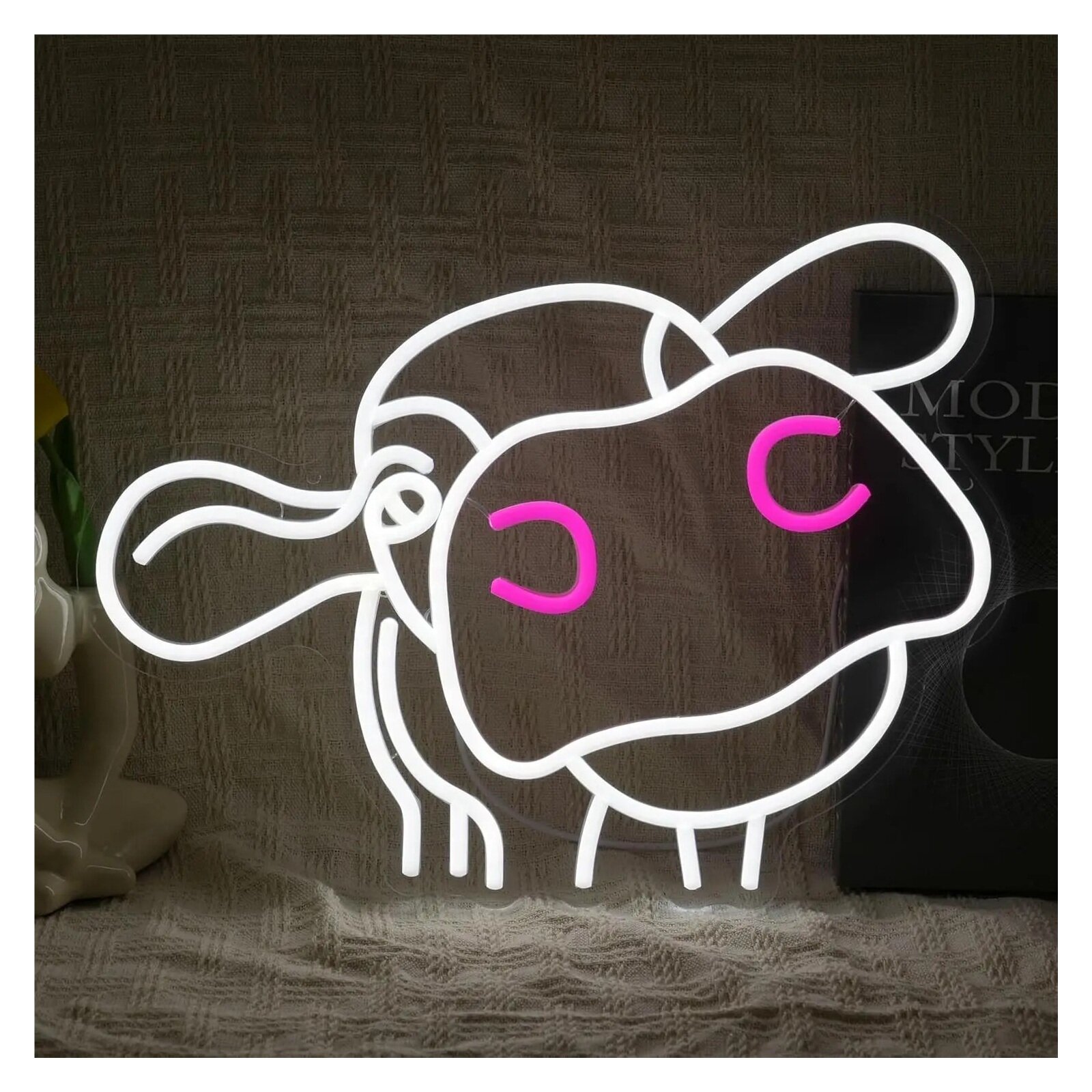 Неоновая вывеска Корова USB, с регулировкой яркости для спальни 40x30cm