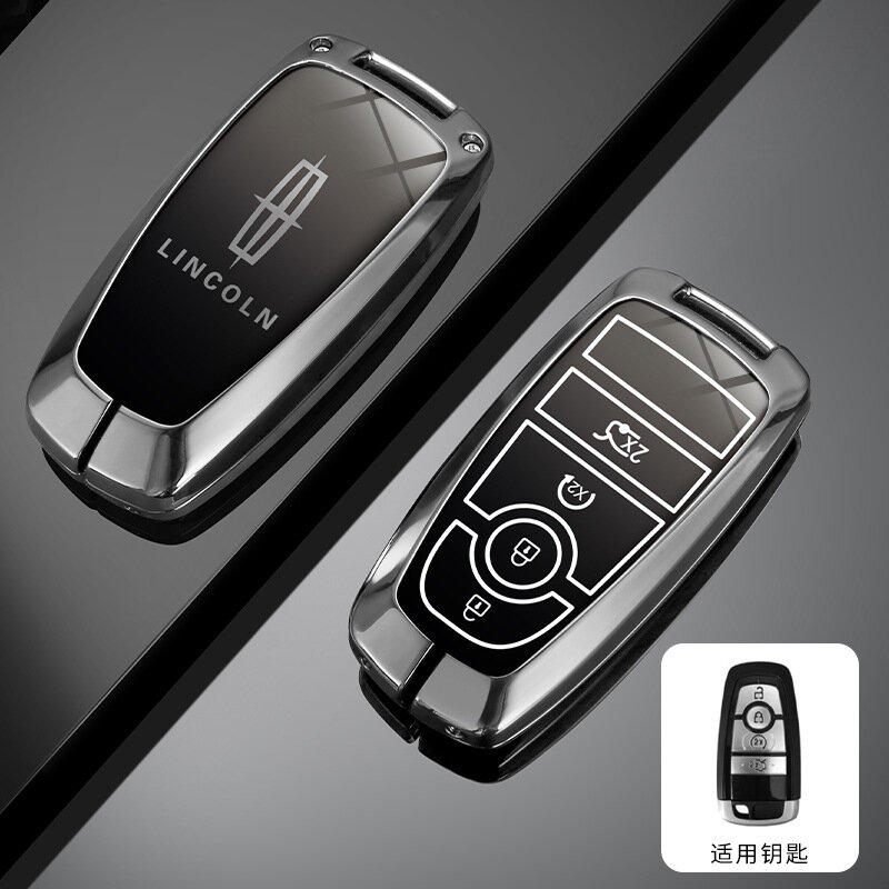Серебряный чехол для ключа Lincoln Corsair/Navigator/Continental A-Style с 4 кнопками