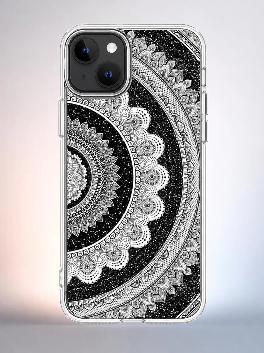 Чехол iPhone 13 мандала космос силиконовый прозрачный