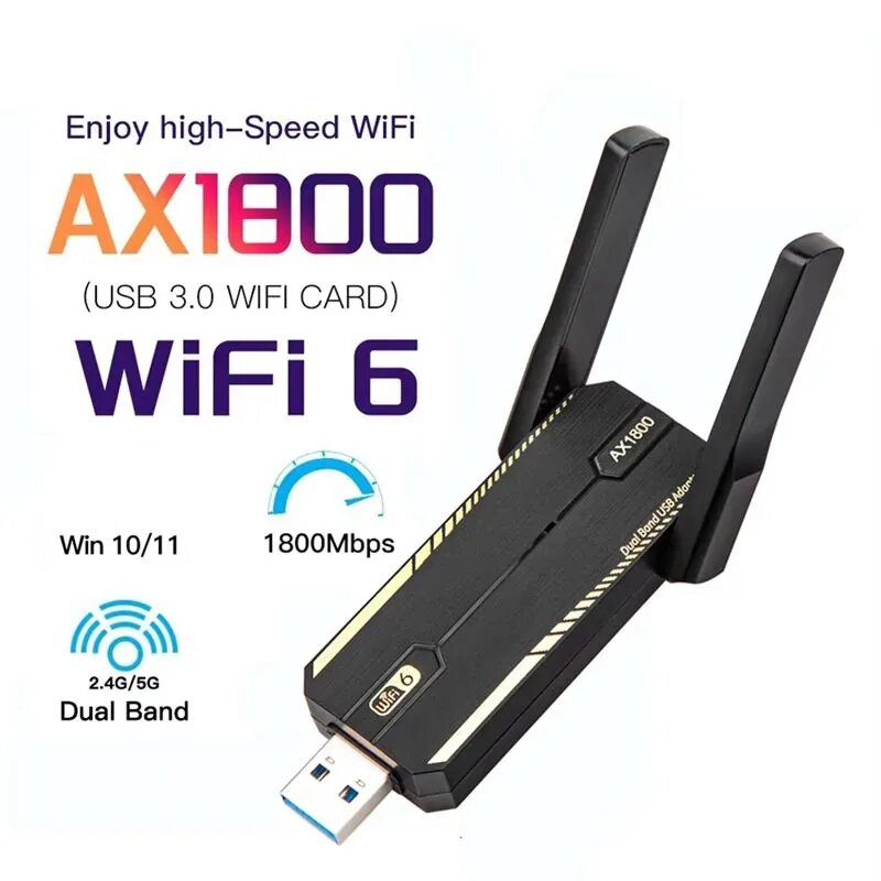 USB WiFi 6 AX1800 Адаптер, Двухдиапазонный 2,4 ГГц/5 ГГц Приемник Для ПК И Ноутбука
