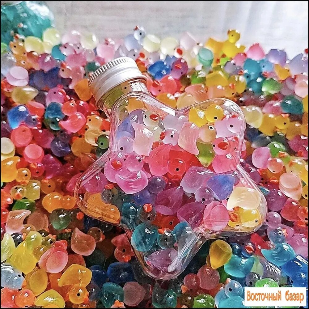 100 штук смоляные мини-флуоресцентные микроукрашения в виде утки/ 100pcs(50 сплошных цветов+50 светящихся)/ (Цвет товара: #3)
