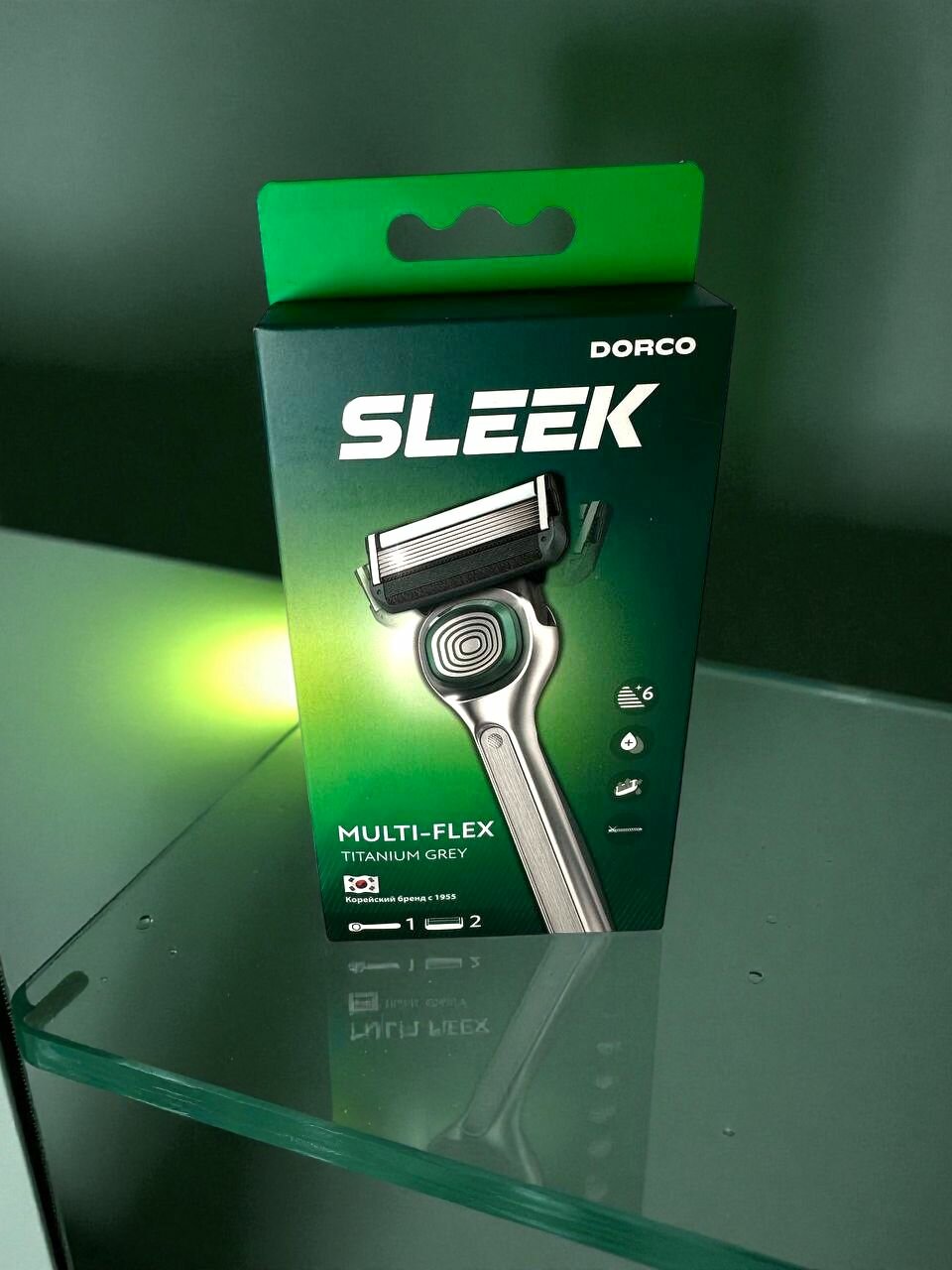 Многоразовый станок для бритья мужской 6 лезвий, DORCO Sleek + 2 сменных кассеты