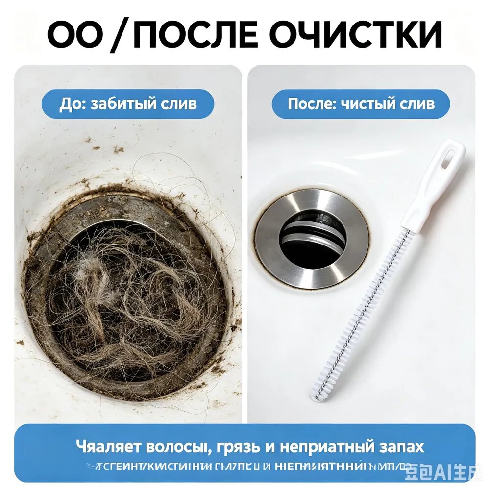 Универсальная гибкая щётка для прочистки труб от волос, очистка слива раковины, ванны и кухонной раковины, инструмент для удаления загрязнений
