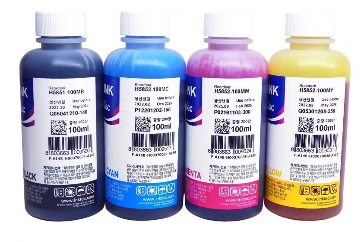 Комплект чернил 4 цвета для HP M0H56AA(GT52), в упаковке 100мл, InkTec, H5851, H5852