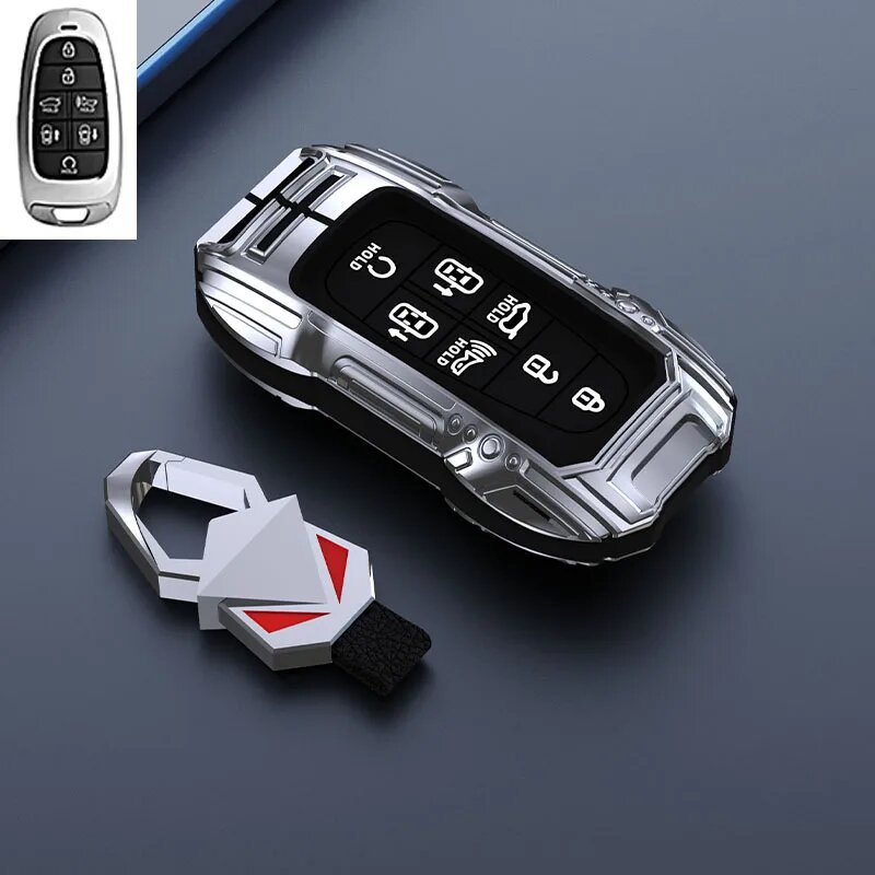 Чехол для дистанционного ключа из цинкового сплава для Hyundai Tucson 2023 Santa Fe 4 Key D silver