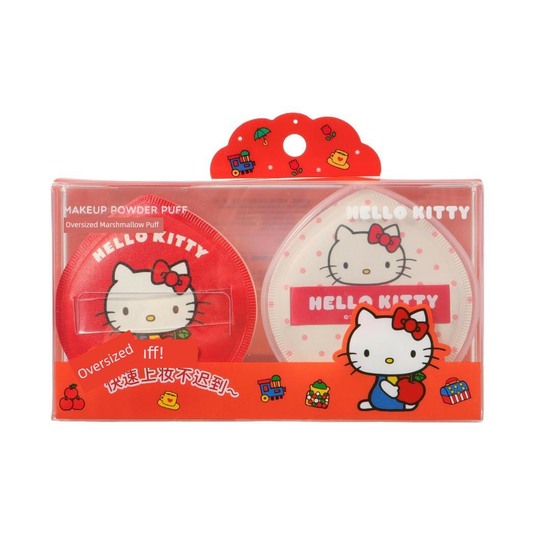 MINISO Hello Kitty Большая Хлопковая Пудра-Пуфф для Косметики (2 шт. с Коробкой для Хранения)