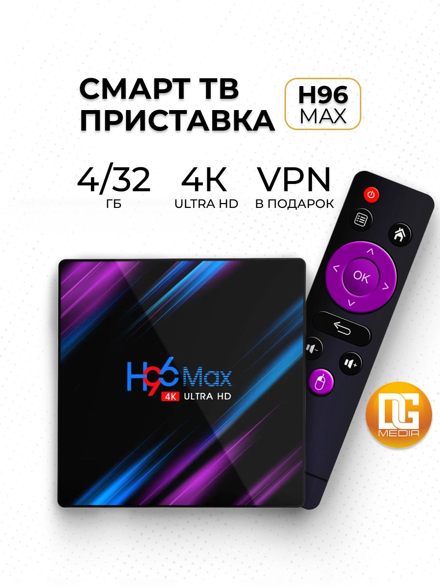 Смарт ТВ приставка для телевизора DGMedia H96 Max Android 11, 4/32 Гб, Wi-Fi, 4K