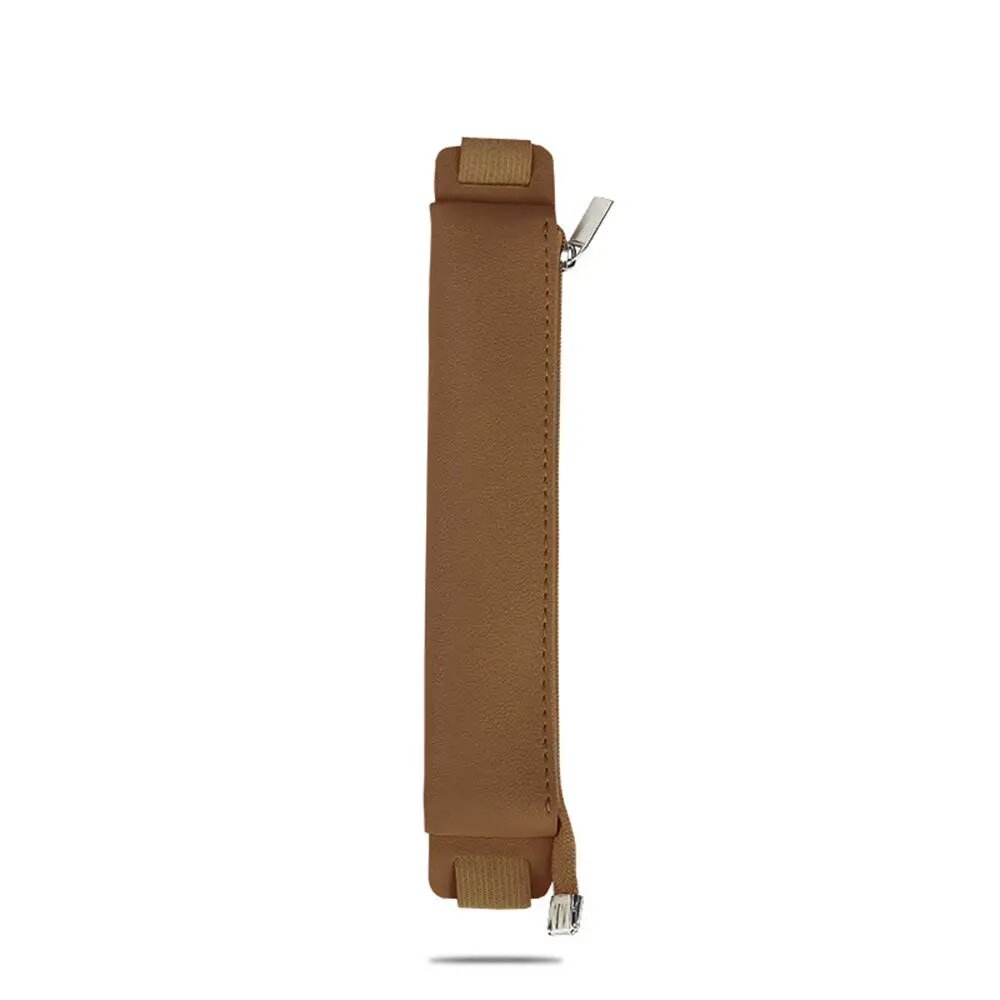 Держатель для ручек из экокожи бежевый Коричневый, Brown-17x3.5