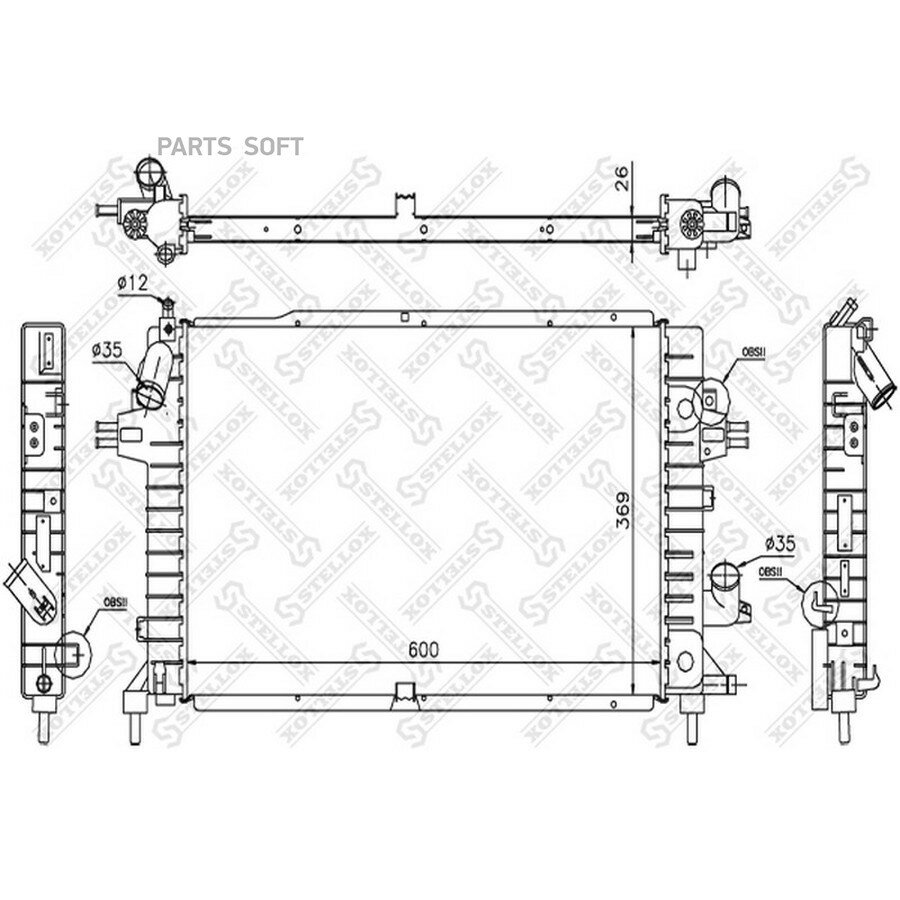 STELLOX 1026056SX 10-26056-SX радиатор системы охлаждения!\ Opel Astra 1.9CDTi 04>