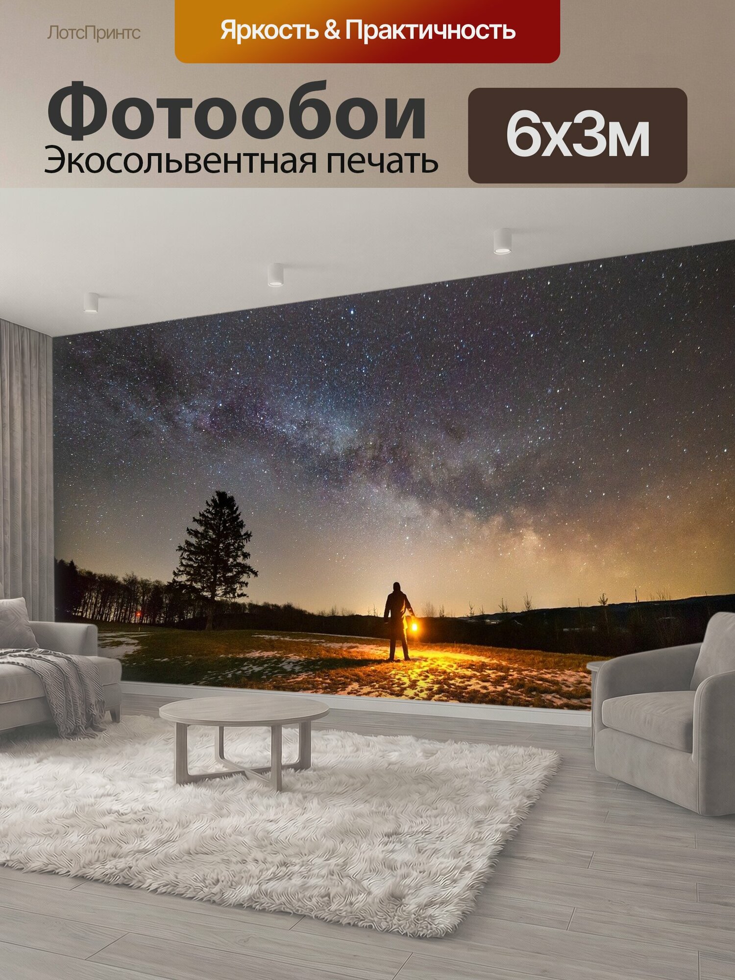 Фотообои "Млечный путь, ночь, звезды" 600x300 см. экосольвентная печать