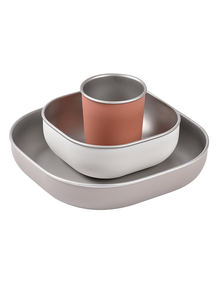 Набор посуды Beaba нерж сталь: тарелка, миска, стакан COFFRET REPAS INOX терракотовый (TERRACOTTA) 913584