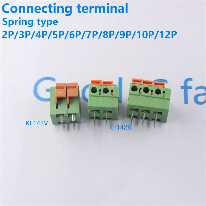 Пружинные клеммные колодки KF142R/V-5.08 2P 3P 4P 5P 6P 8P 142R-3P 5pcs