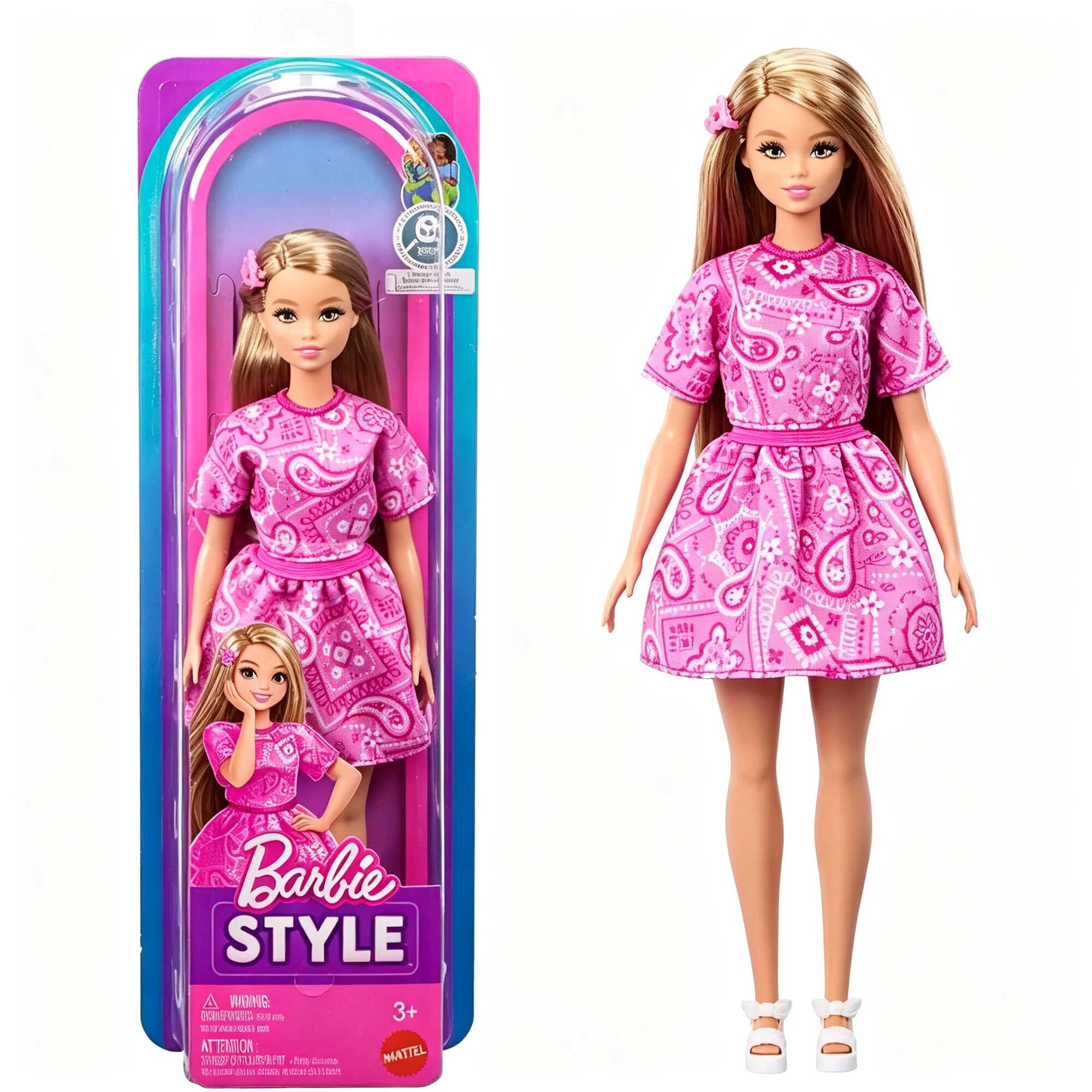 Barbie Style кукла в розовом платье JJN62