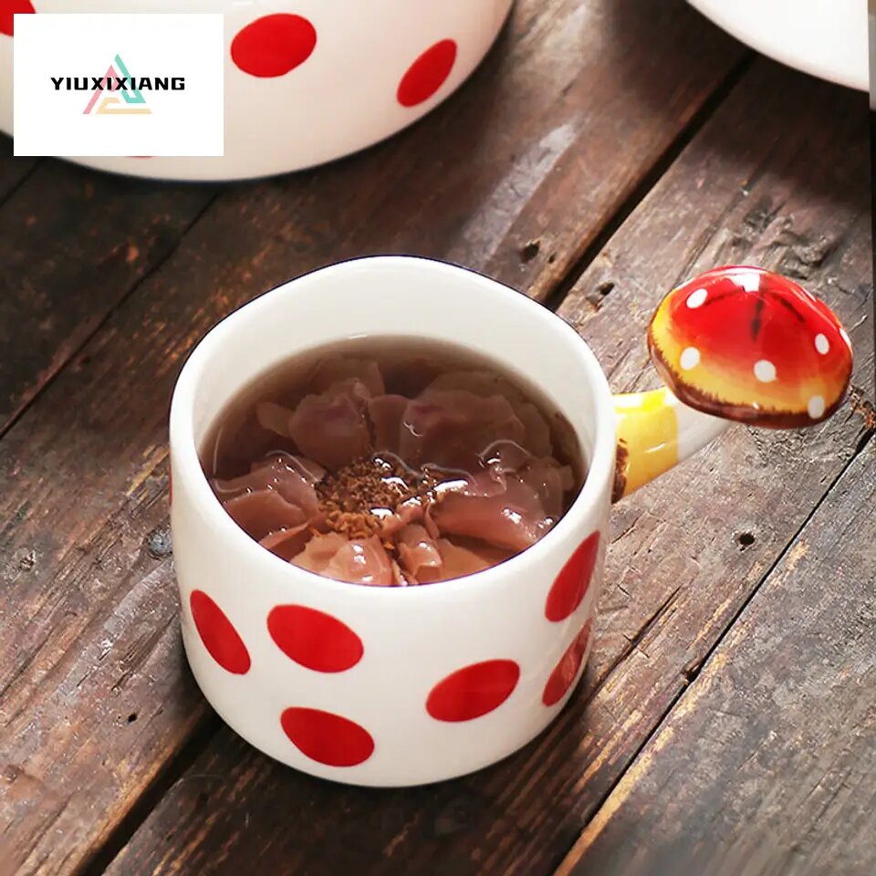 Посуда с Мухоморами，чашка，Красный, белый，290ml