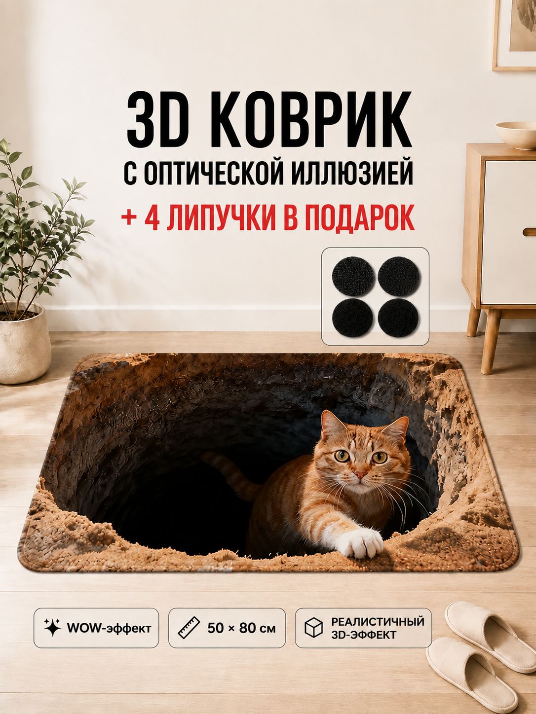 Коврик 3д с оптической иллюзией