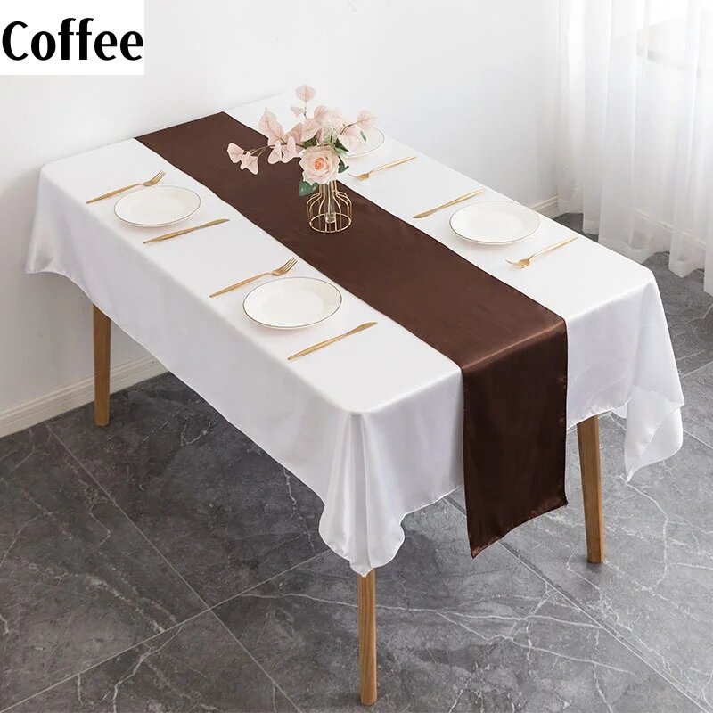 Атласные дорожки для стола, 10 шт. Коричневый, 6PCS 30x275cm, Coffee