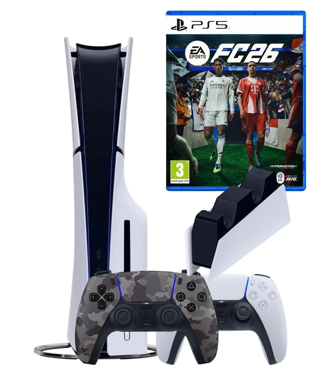 Игровая приставка Sony PlayStation 5 Slim + 2й геймпад камуфляж + игра FC26 + станция зарядки