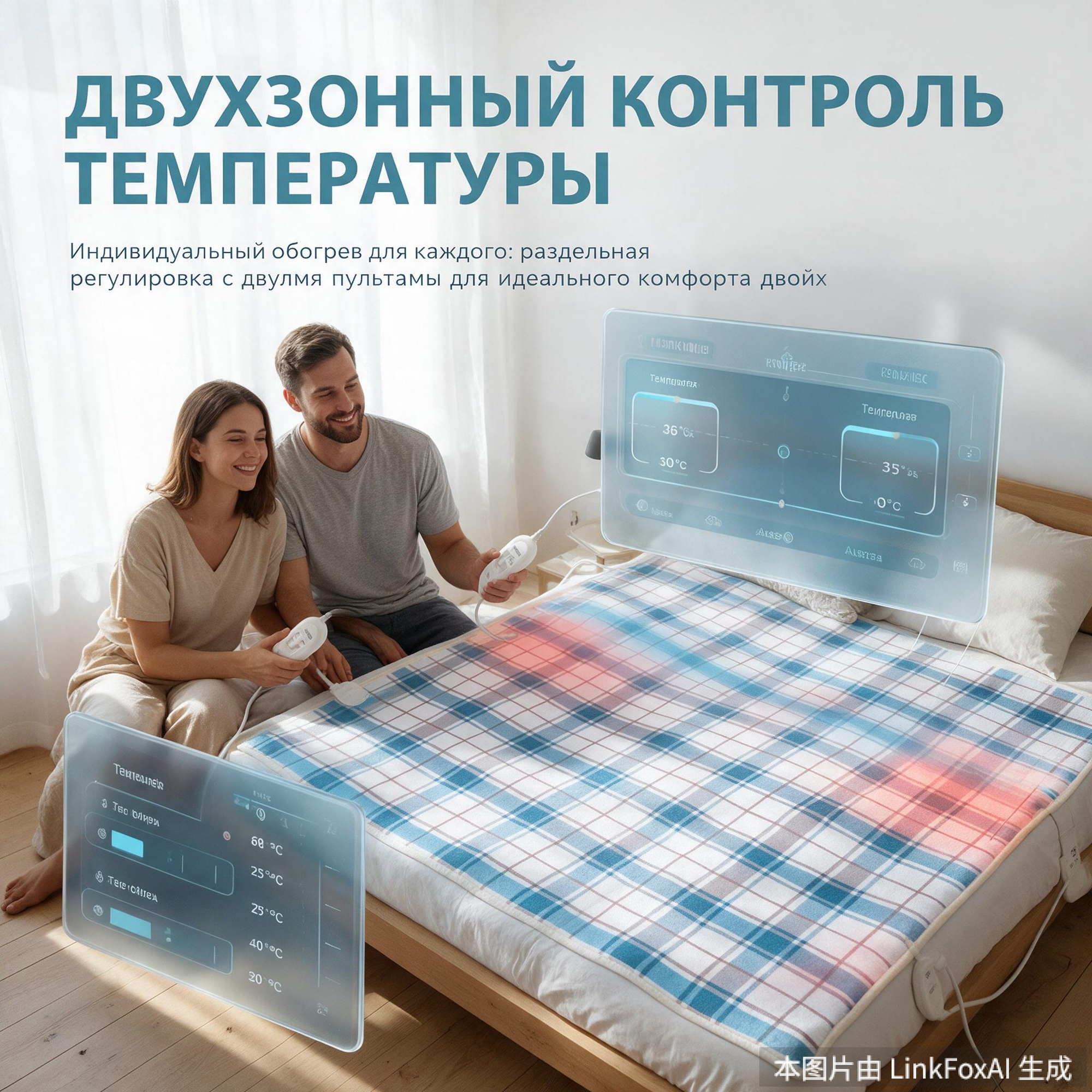 Электропростынь Innopax Blue, 150x180, двойной контроль, 140Вт, пульт на проводе
