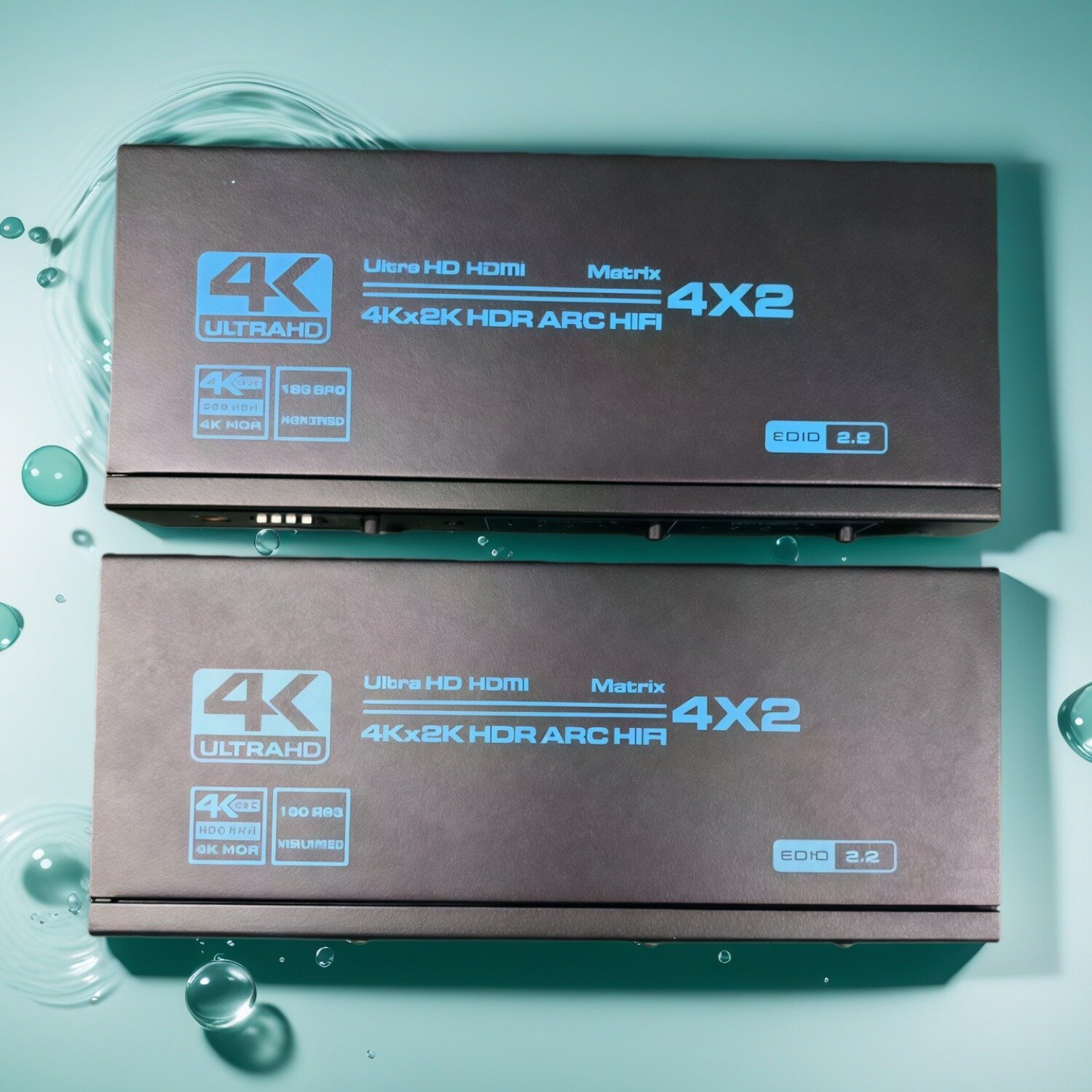 Матричный коммутатор-разветвитель 4x2, 4 входа 2 выхода, поддержка 4K HDR, HDTV 2.0b, HDCP 2.2, 4K@60Hz, 3D и 1080p, функция ARC/EDID, в комплекте пульт ДУ