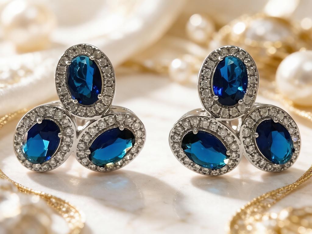 Серьги Эстерелла, серебро, 925 проба, родирование, фианит