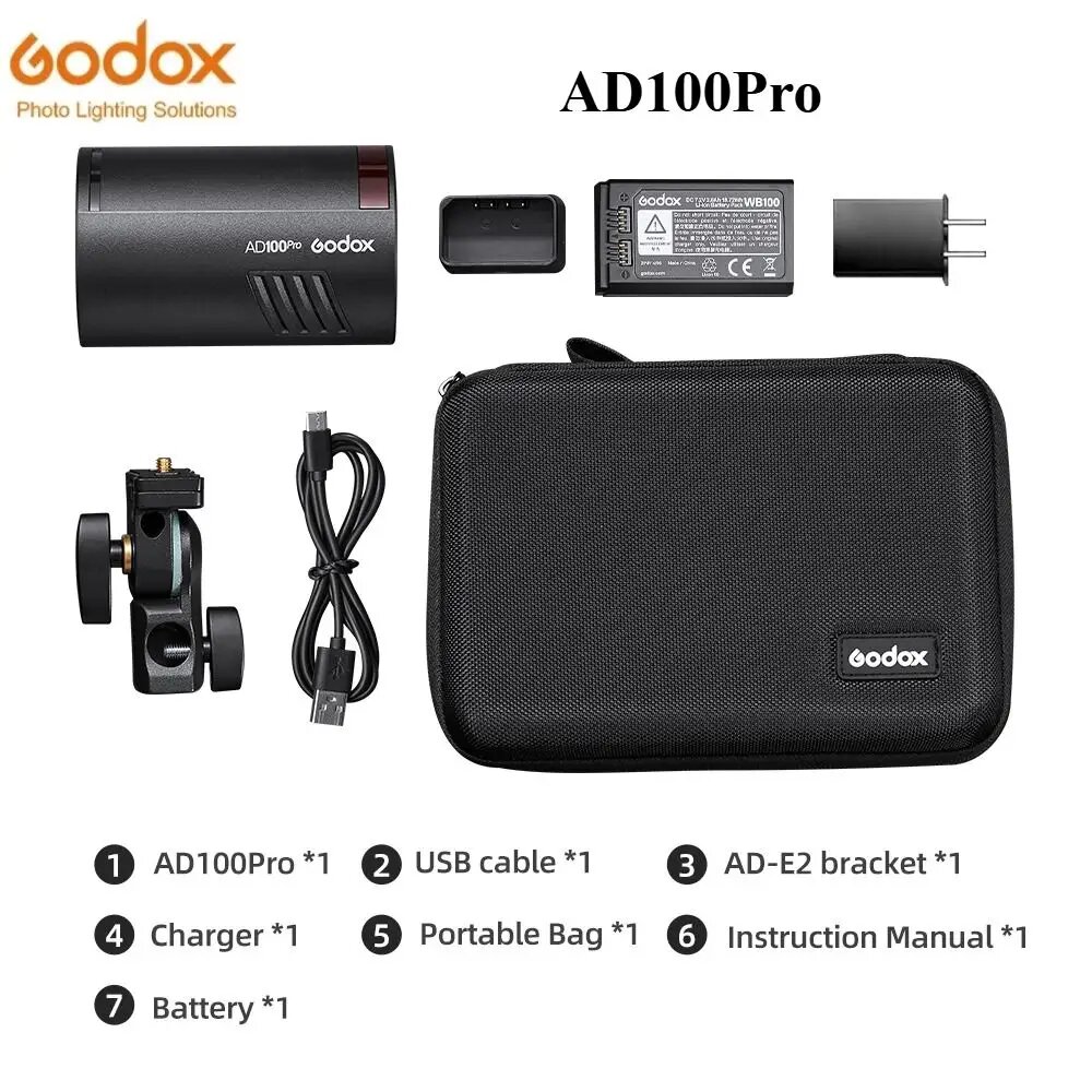 Godox AD100 Pro TTL 100W Открытая вспышка 2.4G Беспроводная X AD100 PRO Карманная вспышка для Sony Nikon Canon Fuji Film