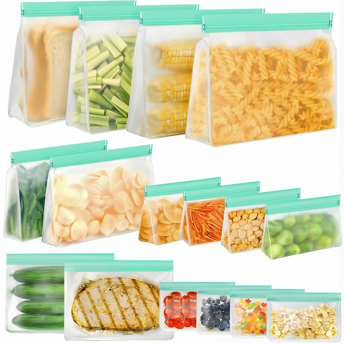 Домашние кухонные пакеты для свежих продуктов из PEVA 22 на 12 см двойная молния матовые непрозрачные для хранения в холодильнике