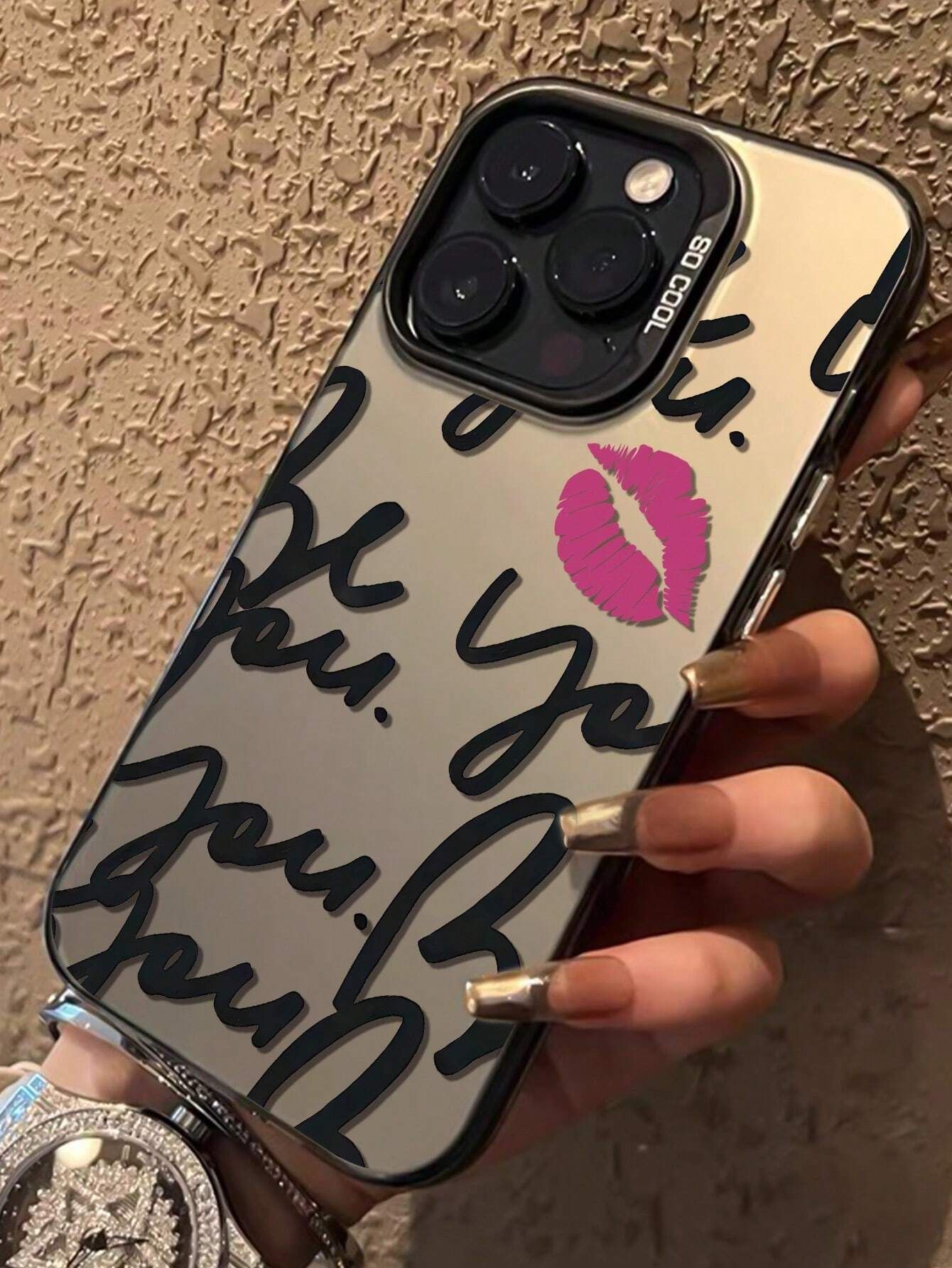 Чехол на Айфон 13/14 / iPhone 13/14 черный с Каллиграфия силиконовый ударопрочный