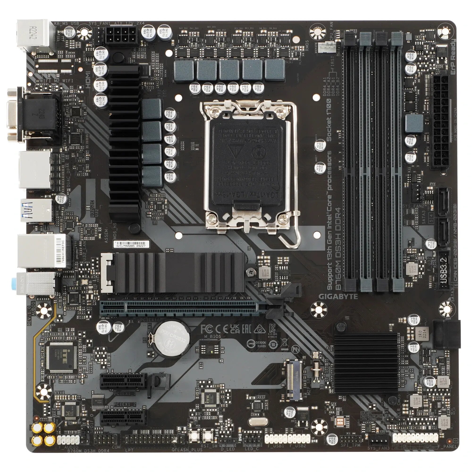 Материнская плата Gigabyte B760 LGA1700 DDR4 (B760M DS3H DDR4) mATX, Ret