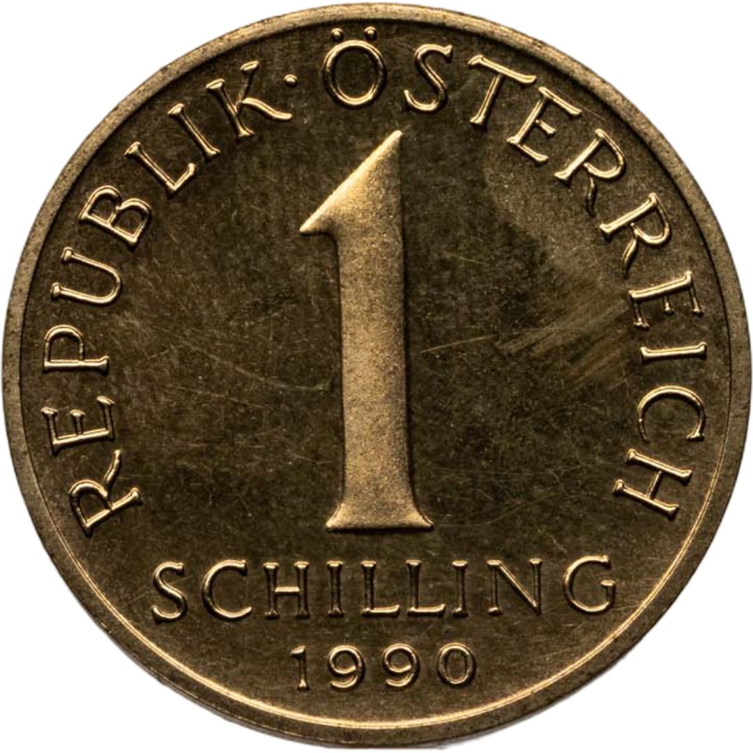 Австрия 1 шиллинг 1990, Алюминиевая бронза, в сохранности Proof