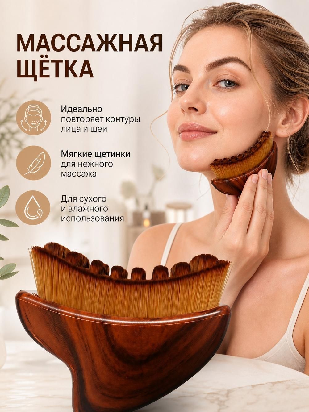 Щетка для сухого массажа синтетическое волокно