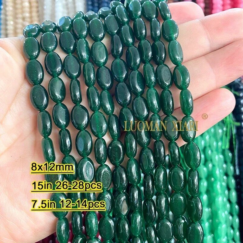 Родохрозит красный халцедон бусины LUOMAN XIARI 8x10 мм Изумрудный, 18-19cm, 8x12mm emerald color