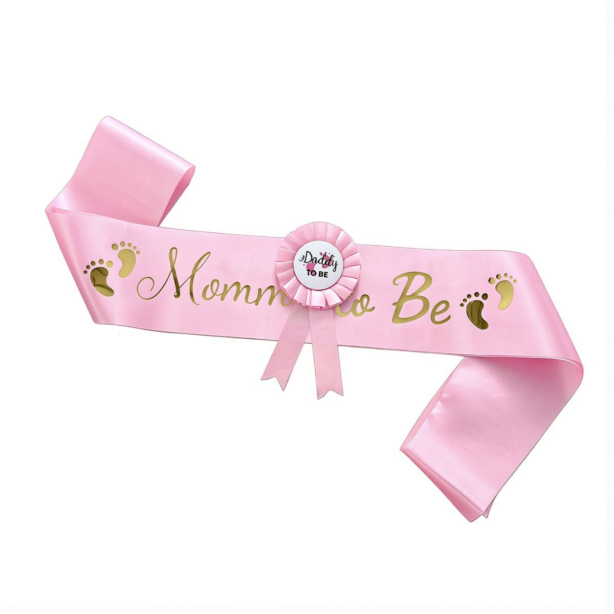 Лента для гендер пати Mommy to Be, бант значок Daddy to Be, набор для беременной на встречу малыша, Лента Mommy to Be розового цвета + значок