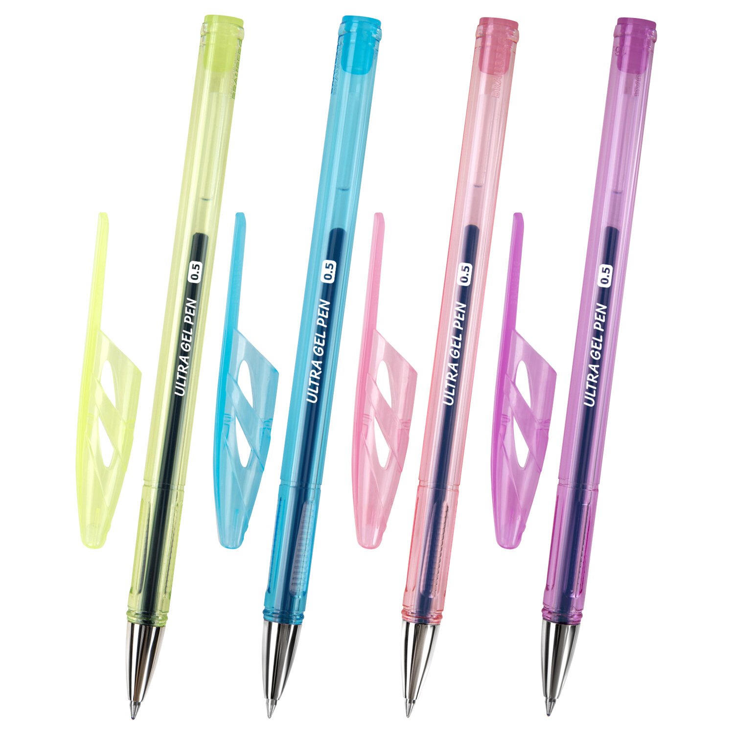 Упаковка 12 шт. Ручки гелевые "BRAUBERG ULTRA GEL PASTEL", набор 4 штуки, синие, стандартный наконечник 0,5 мм, линия письма 0,35 мм, 144282