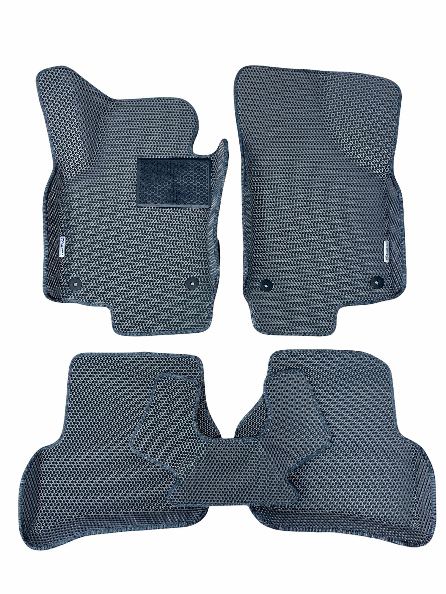 Автомобильные коврики ЕВА / EVA с бортами 3д / 3D для Land Cruiser Prado 120 2002-2009 / Тойота Ленд Крузер Прадо 120 серый(сота)-графитовый / резин подпятник + 2 лого
