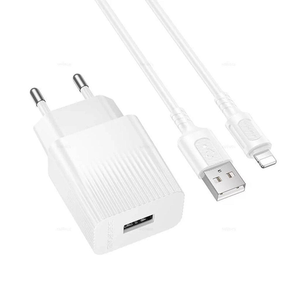 ЗУ Сетевое Borofon BAS71A 1USB 2.1A 10.5W + кабель Lightning White