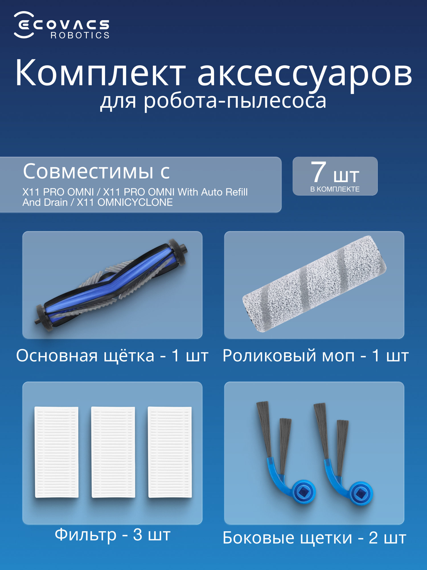 Комплект аксессуаров Ecovacs DEEBOT Buddy Kit DKT060224, для пылесосов X11 PRO OMNI/X11 OMNICYCLONE (201-24A3-0800)