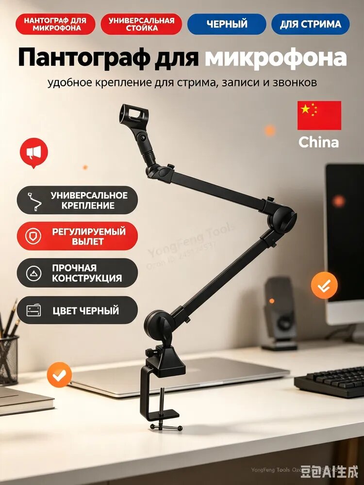 Микрофонная стойка универсальный, черный