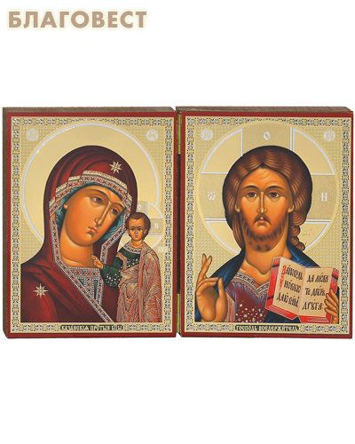 Складень двойной Богородица Казанская - Господь Вседержитель, мдф.