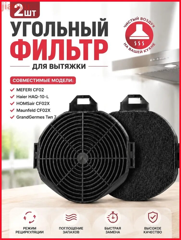 Угольный фильтр для вытяжки комплект Тип 7, (CF02X/MEFERI CF02), (Haier HAX-12), (HOMSAIR CF02X), (ORE №4)