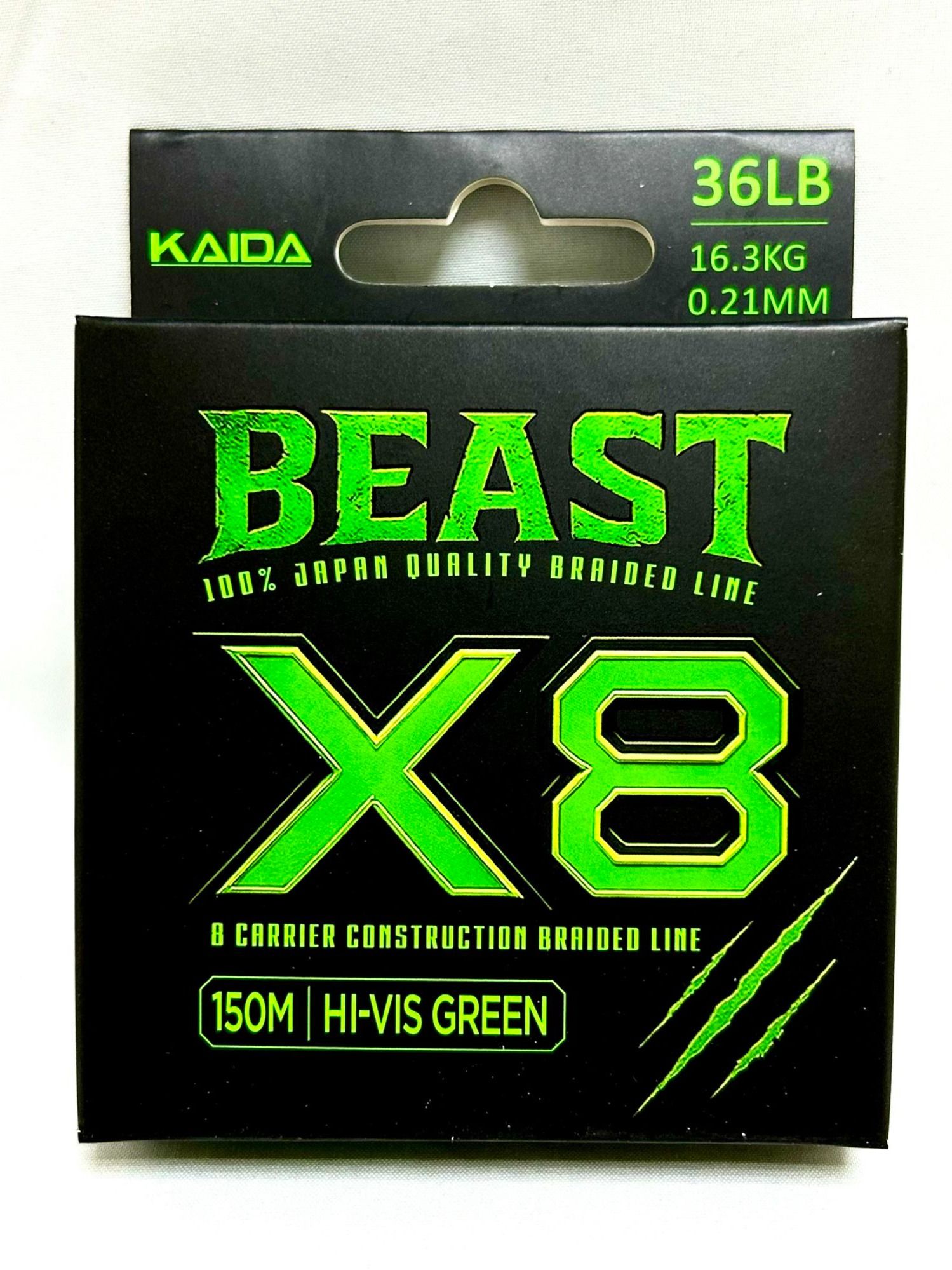 Плетеный шнур KAIDA BEAST X8 0,21 мм - 16,3 кг, 150 метров, зеленый