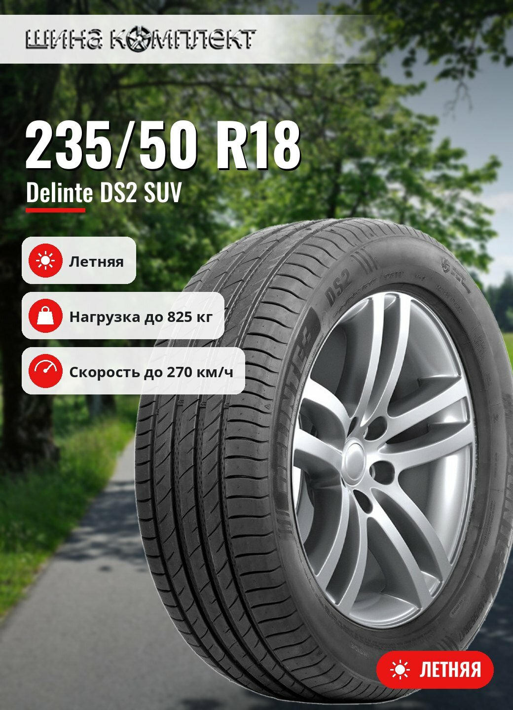 Автомобильная шина Delinte DS2 SUV 235/50 R18 101W летняя для легкового автомобиля