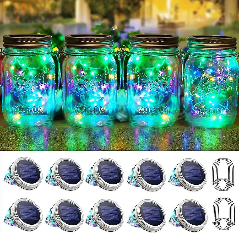 20 светодиодных солнечных светильников в упаковке из 10 штук для банок Mason Jar с подвесом, для создания сказочного эффекта.