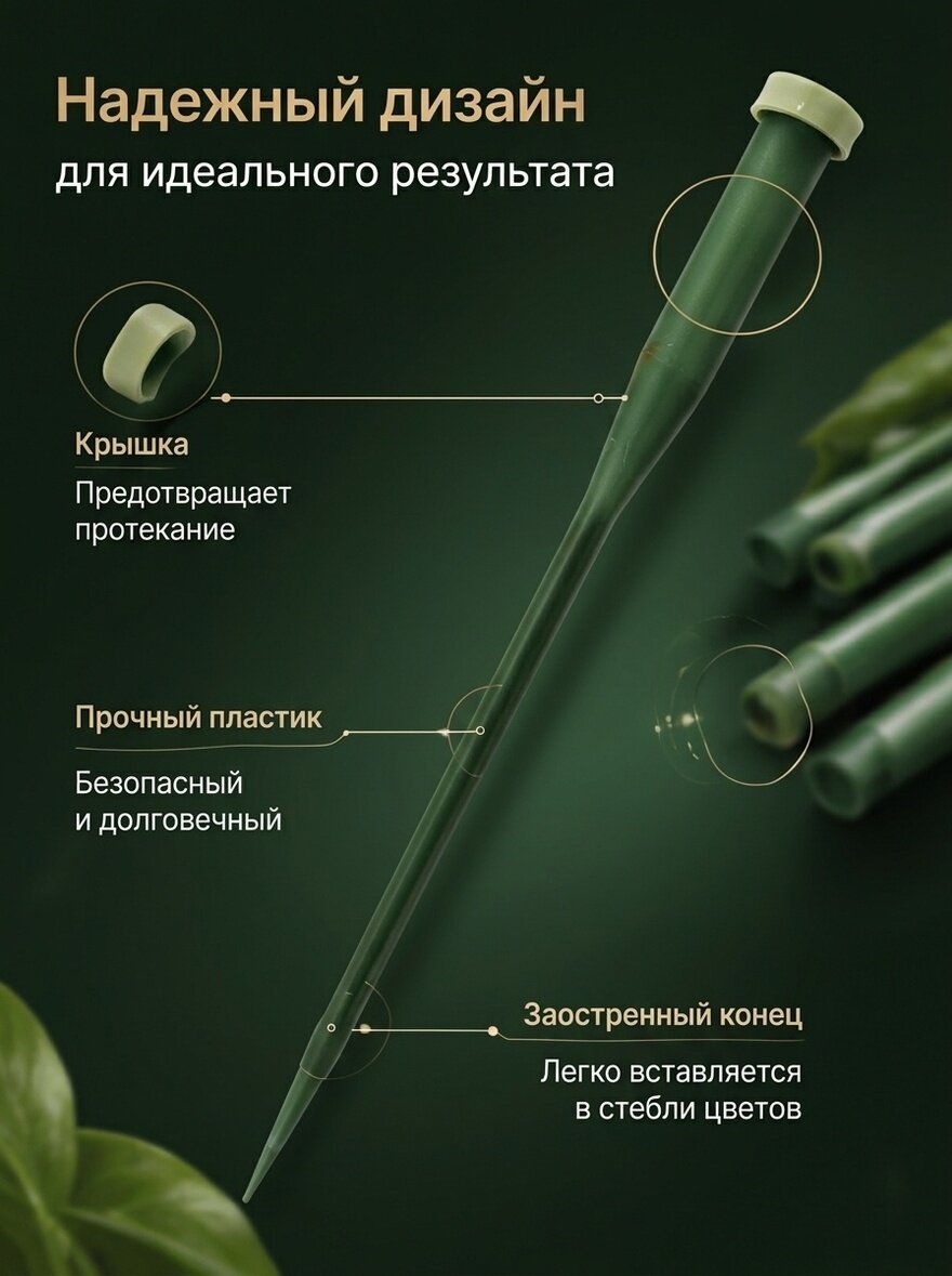 Зеленые пластиковые флористические водяные трубки для орхидей, набор из 25 шт, 30 см