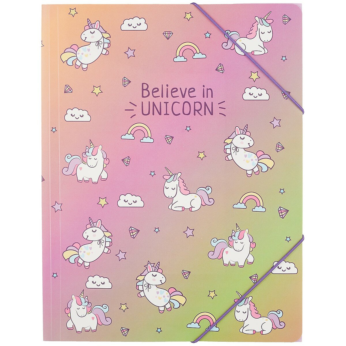 Папка на резинке «Unicorn pattern» А4