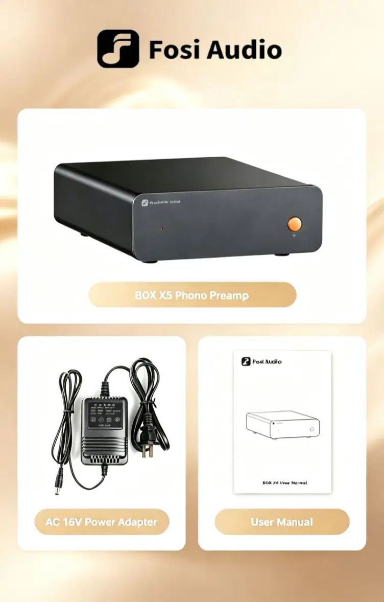Fosi Audio BOX X5 Предусилитель HIFI Phono, мини-предусилитель домашнего аудио для проигрывателя картриджей MM/MC, компактный предусилитель RIAA с V