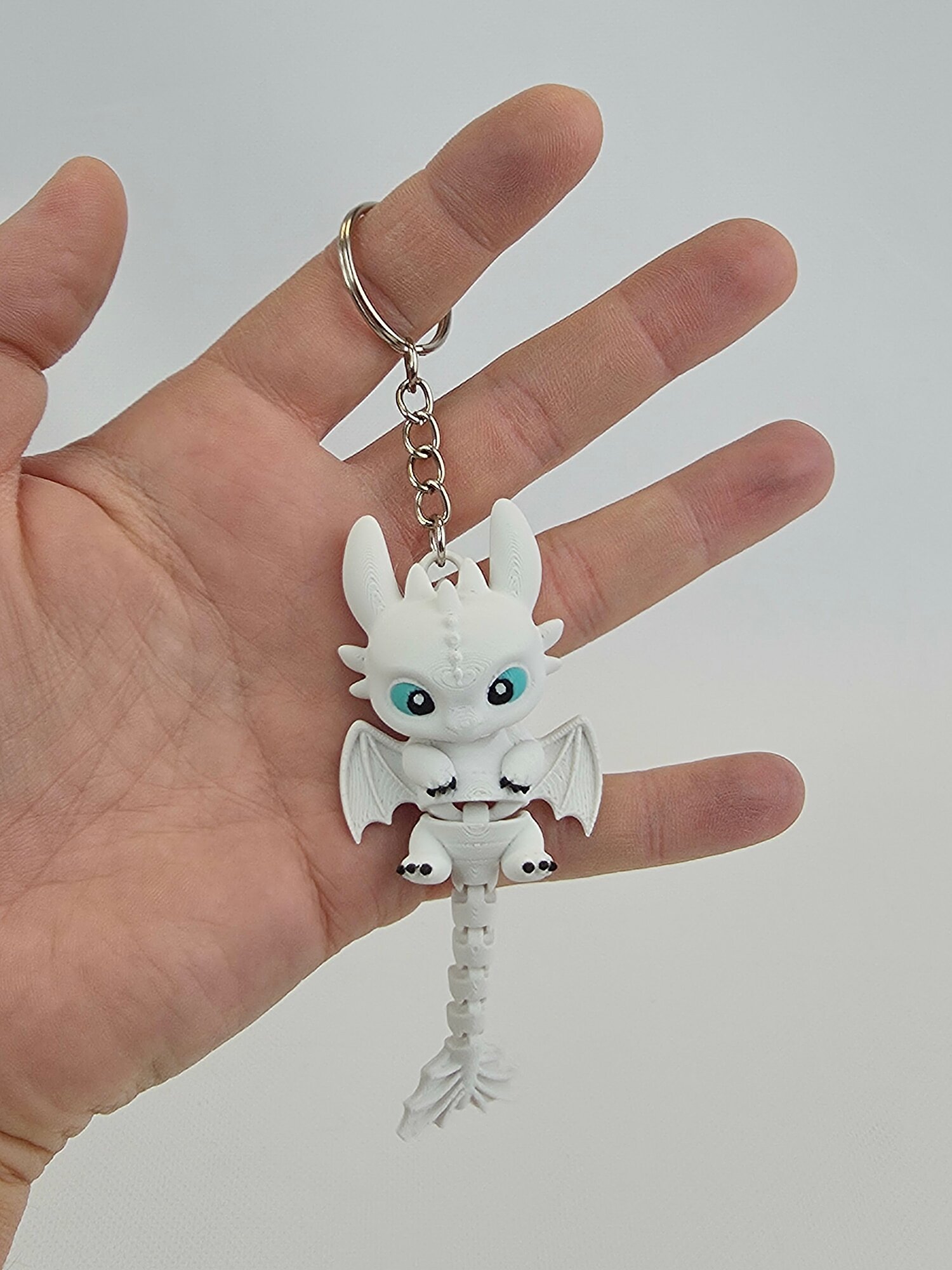 Брелок keychain подвижный Дневная Фурия из мультика Как приручить дракона Toothless Light Fury 3D печать