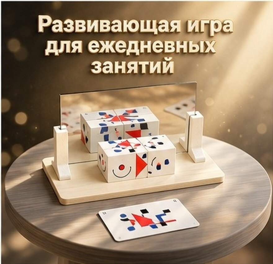 Деревянные зеркальные строительные блоки игрушка-пазл для развития мышления детей