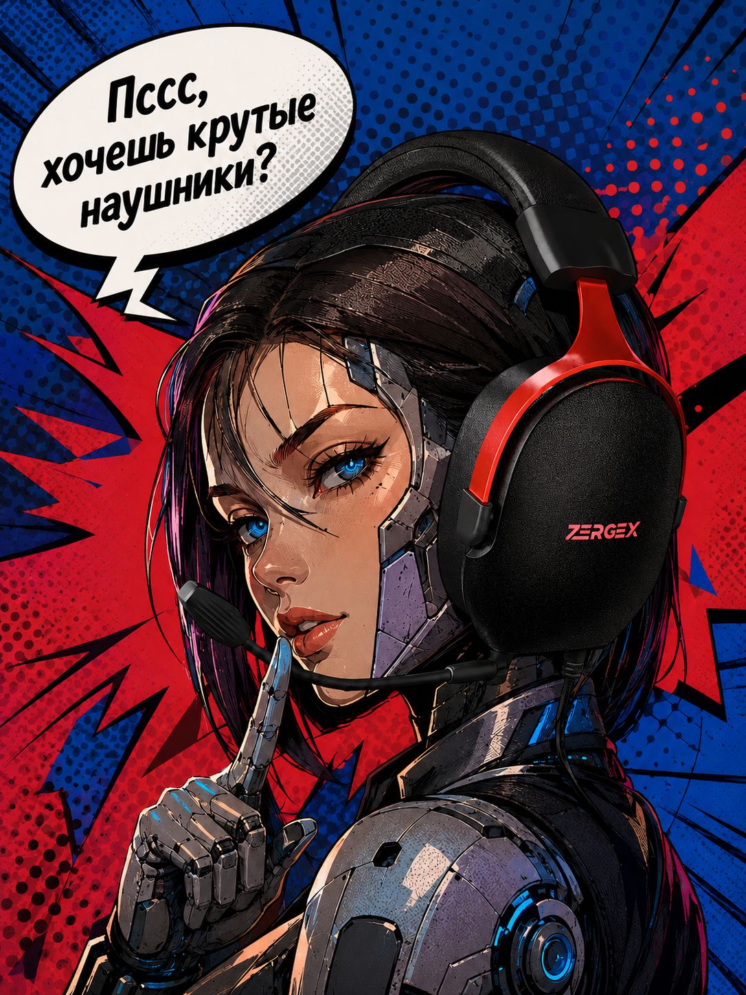 Наушники игровые проводные с микрофоном ZERGEX X03W, полноразмерные, 3,5 мм