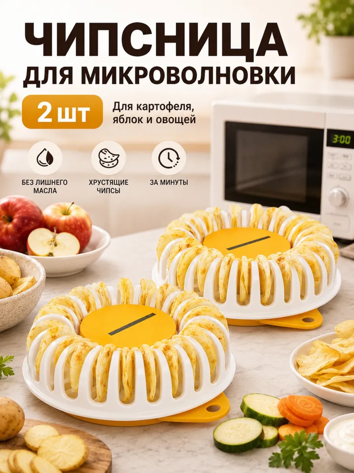 Чипсница для микроволновки 2 шт, форма для чипсов из овощей и фруктов, abs, Аксессуары для